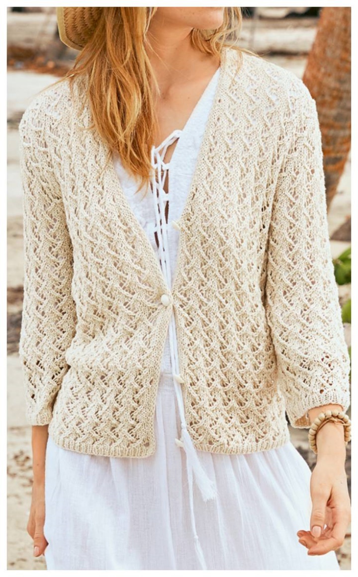 LIGHT JACKET WITH OPENWORK KNITTING PATTERN