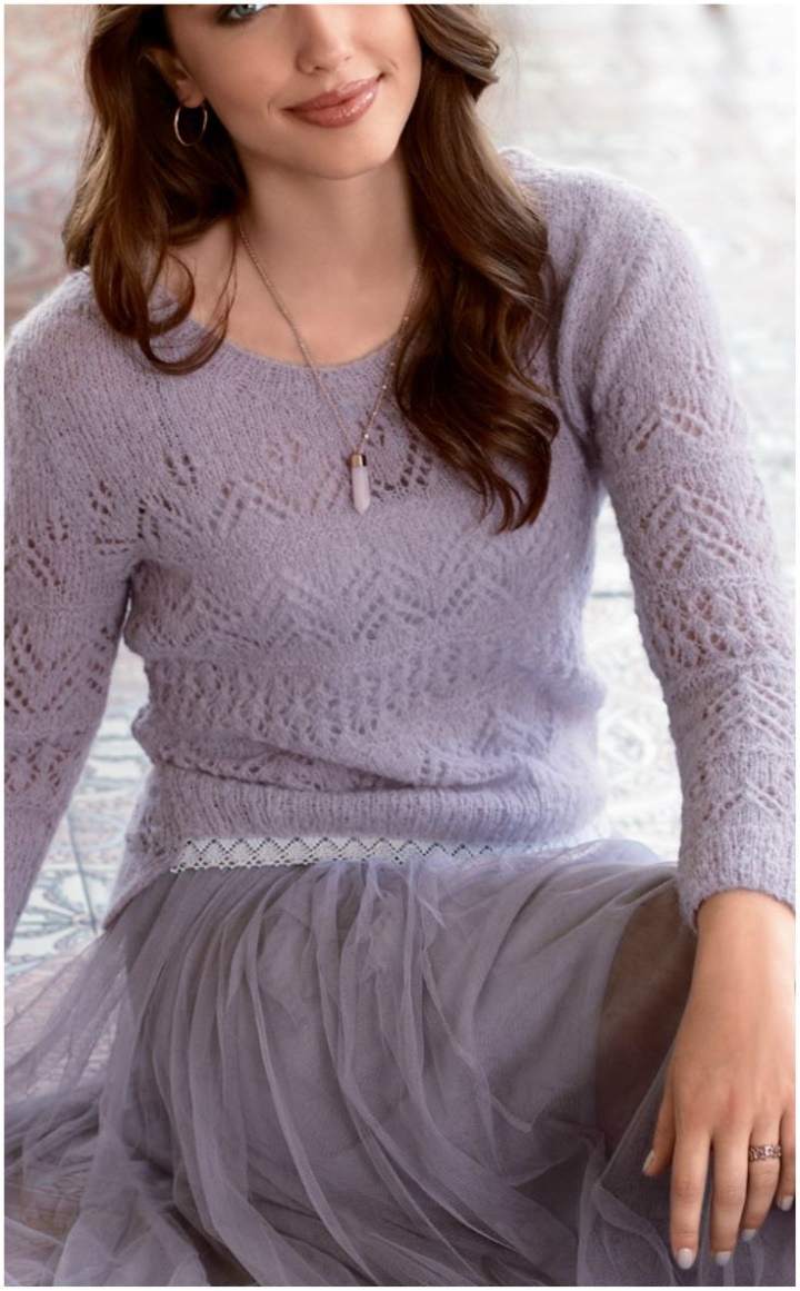 CHARMING LACE OPENWORK SWEATER